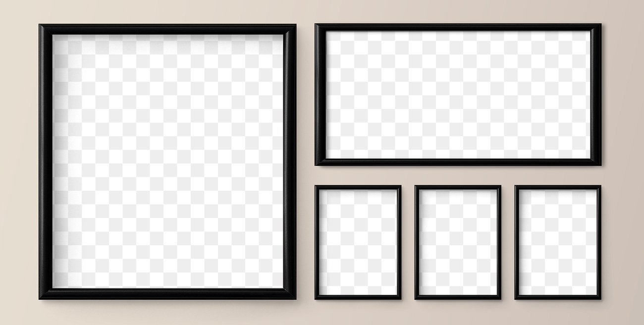 Black picture frame mockups hanging | Free PNG - rawpixel