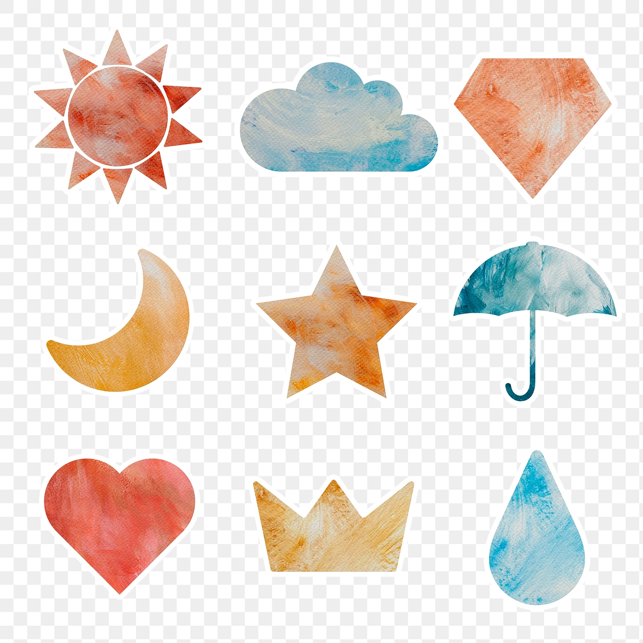 Colorful watercolor paper craft shapes | Premium PNG - rawpixel