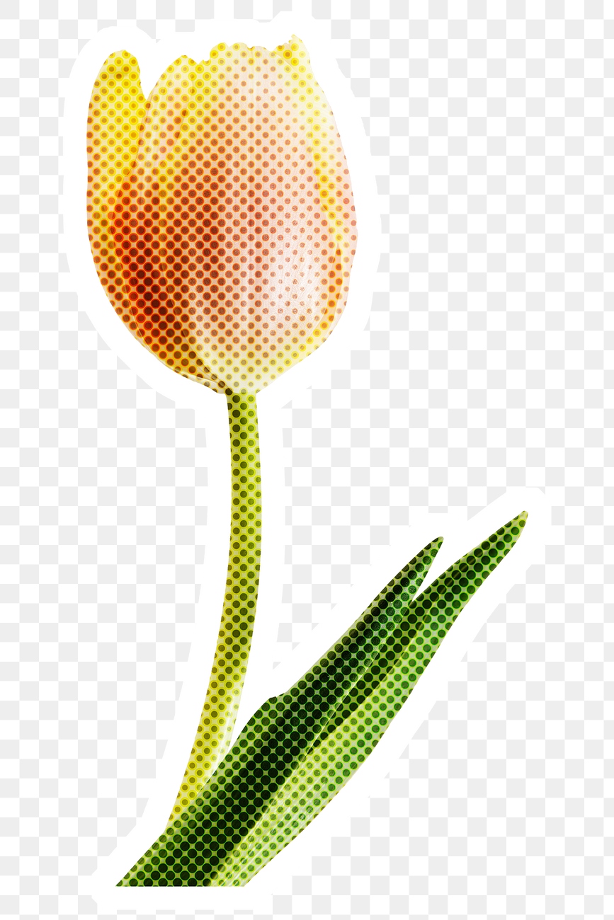 Halftone tulip flower sticker white | Premium PNG Sticker - rawpixel