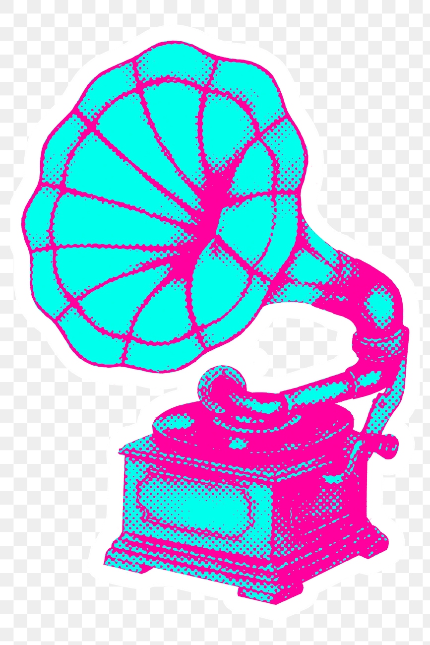 Hand drawn funky gramophone halftone | Premium PNG Sticker - rawpixel