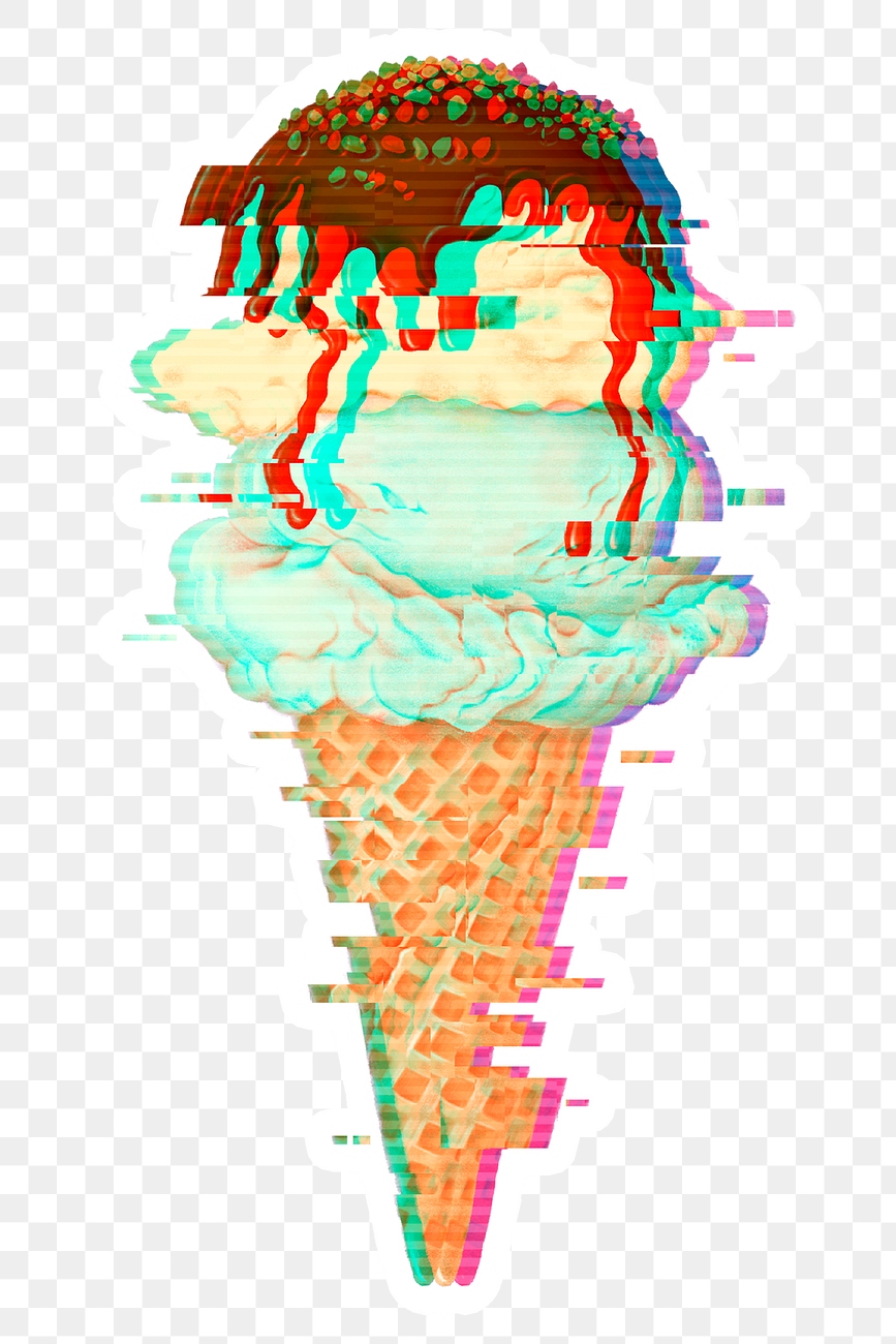 Ice cream glitch effect sticker | Premium PNG Sticker - rawpixel