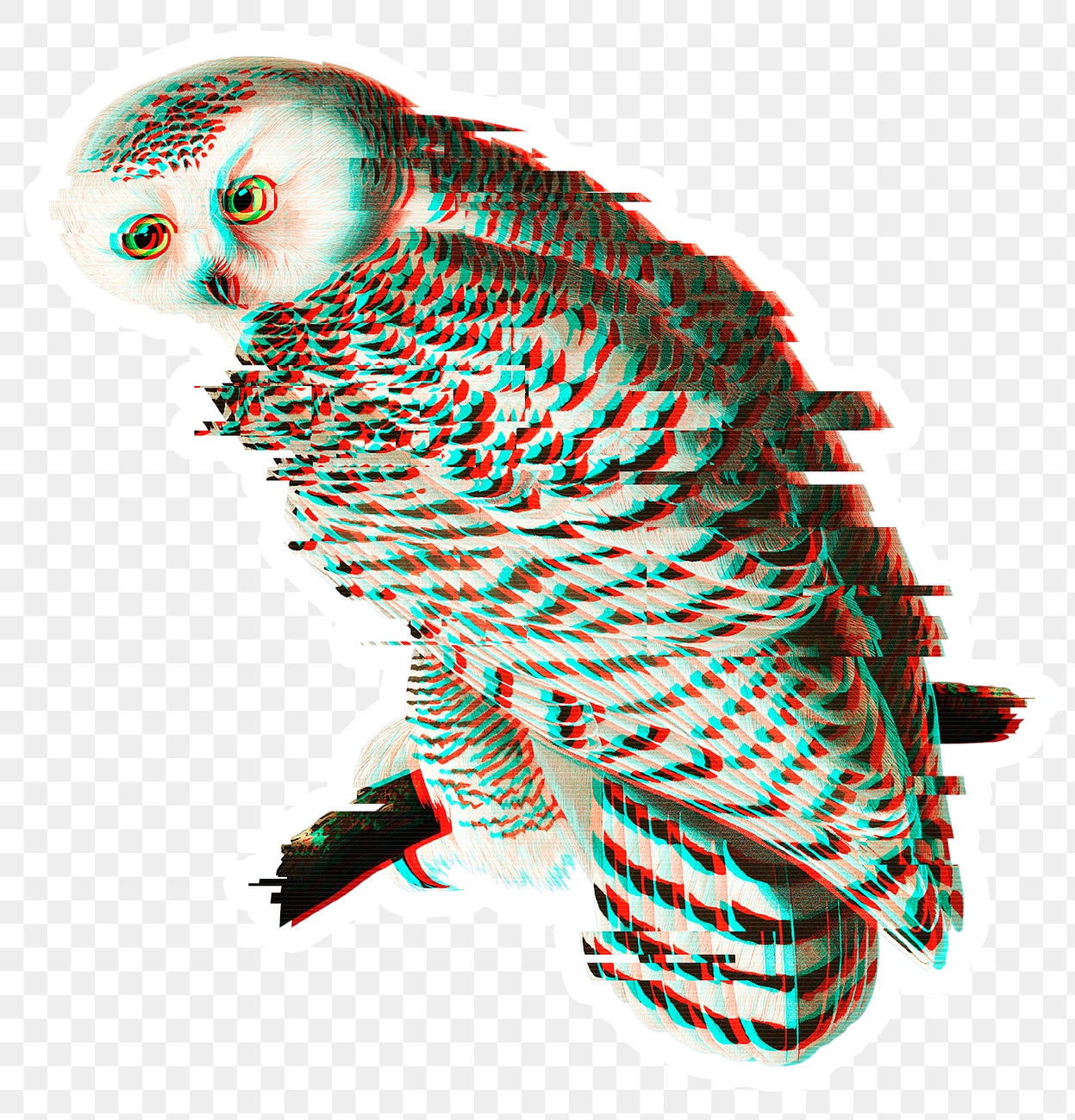 Owl with glitch effect sticker | Free PNG Sticker - rawpixel