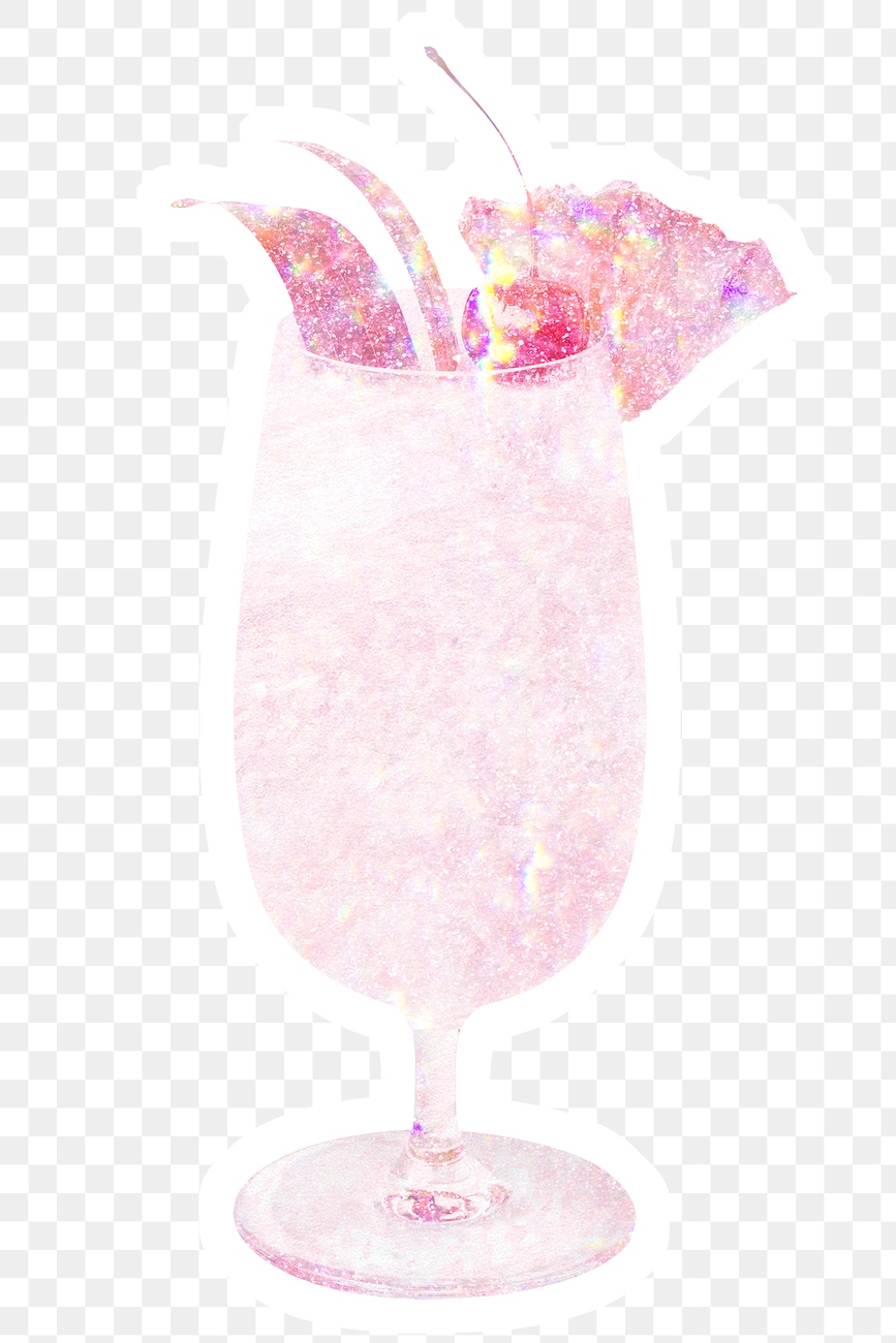 Pink holographic piña colada sticker | Free PNG Sticker - rawpixel