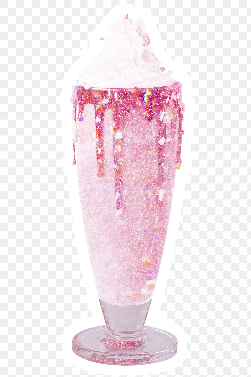 Pink holographic milkshake sticker with a white | Free PNG Sticker ...