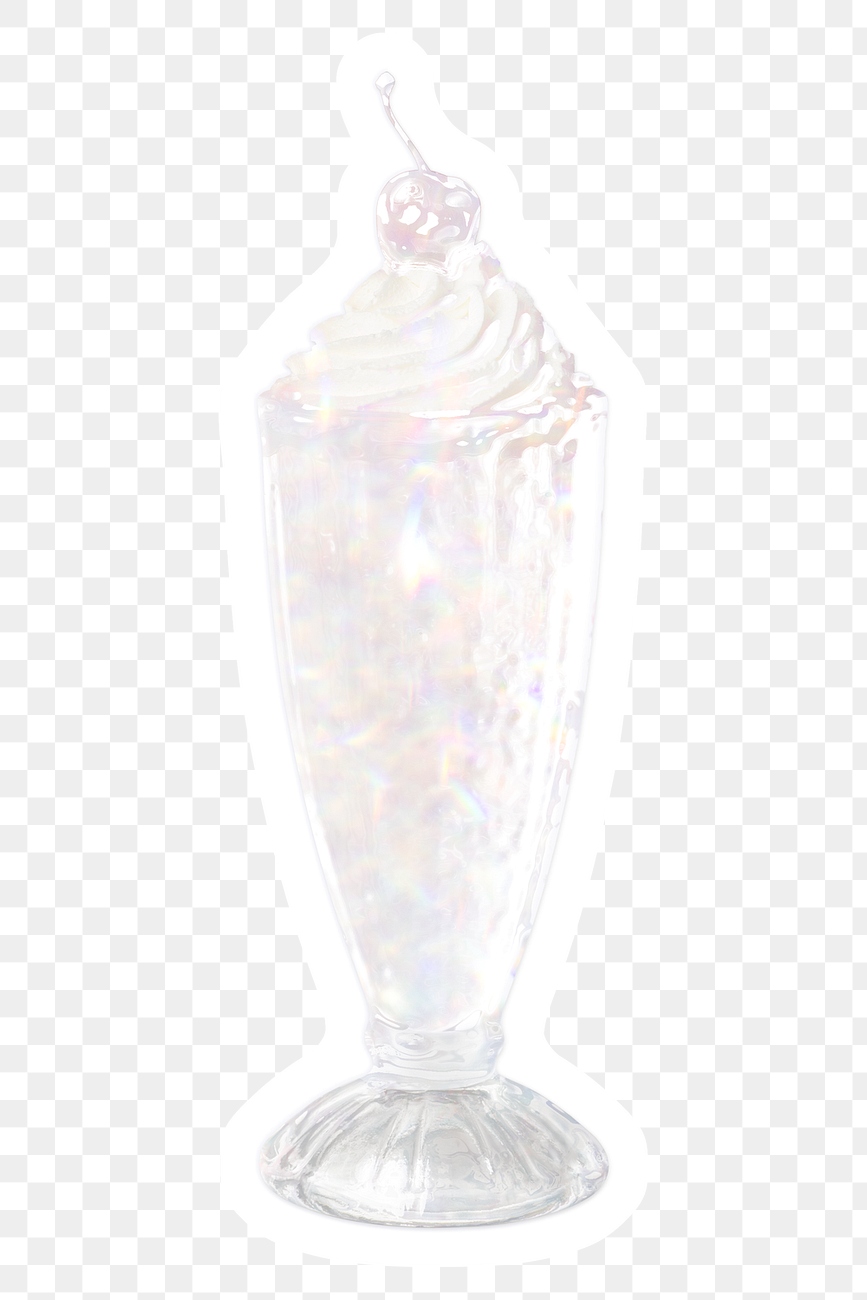Silvery holographic milkshake sticker with a white | Free PNG Sticker ...