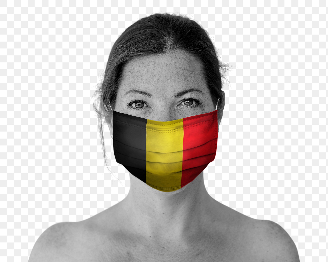 Belgian woman wearing a face | Free PNG Sticker - rawpixel