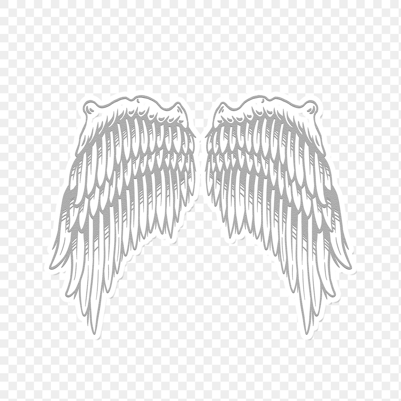 Gray wings outline sticker overlay | Free PNG Sticker - rawpixel
