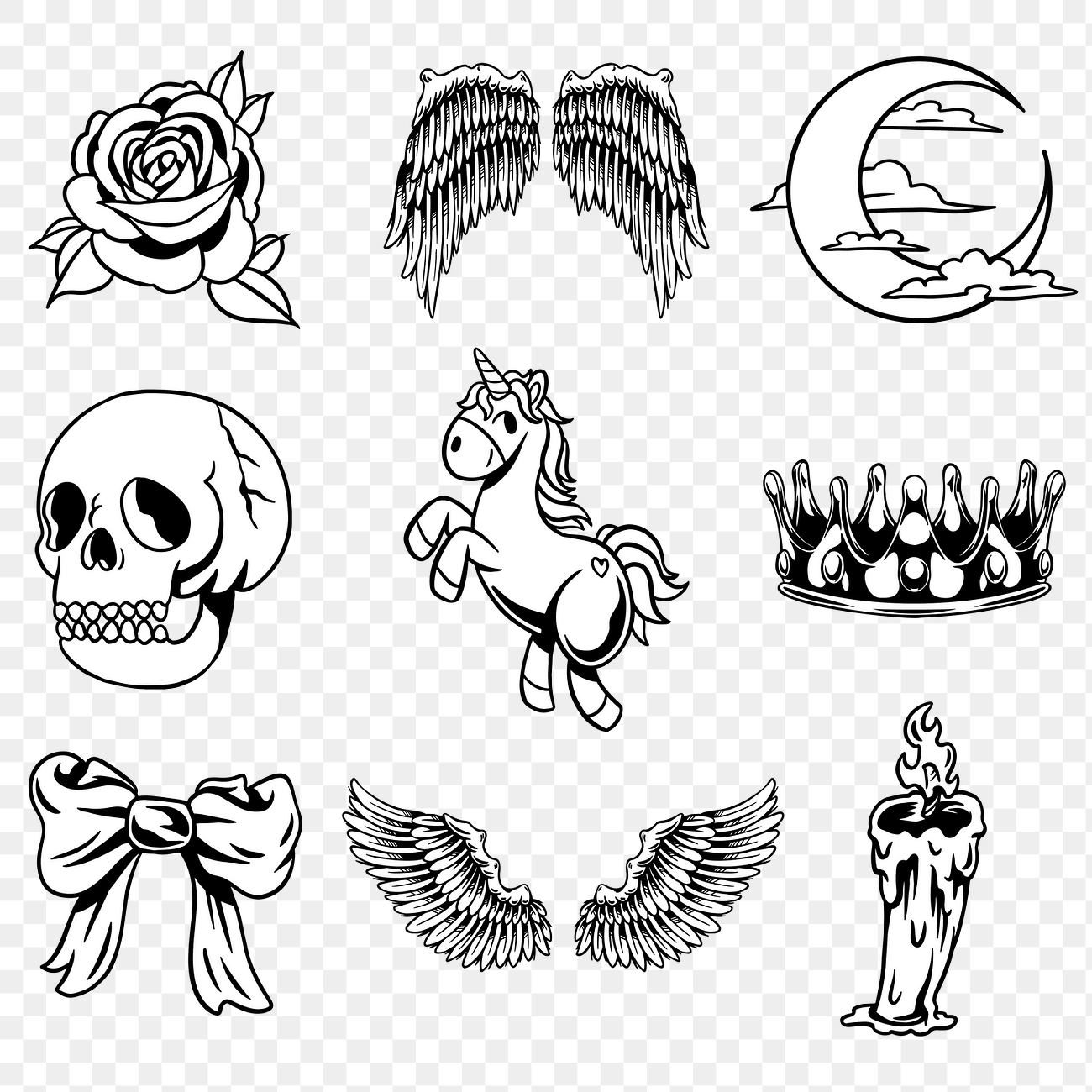 Cool black white sticker set | Premium PNG - rawpixel