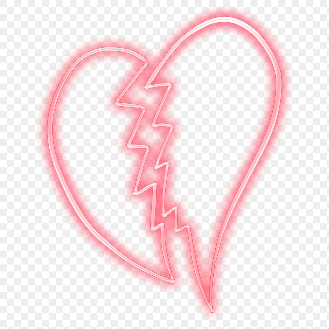 Neon red broken heart sticker | Premium PNG Sticker - rawpixel