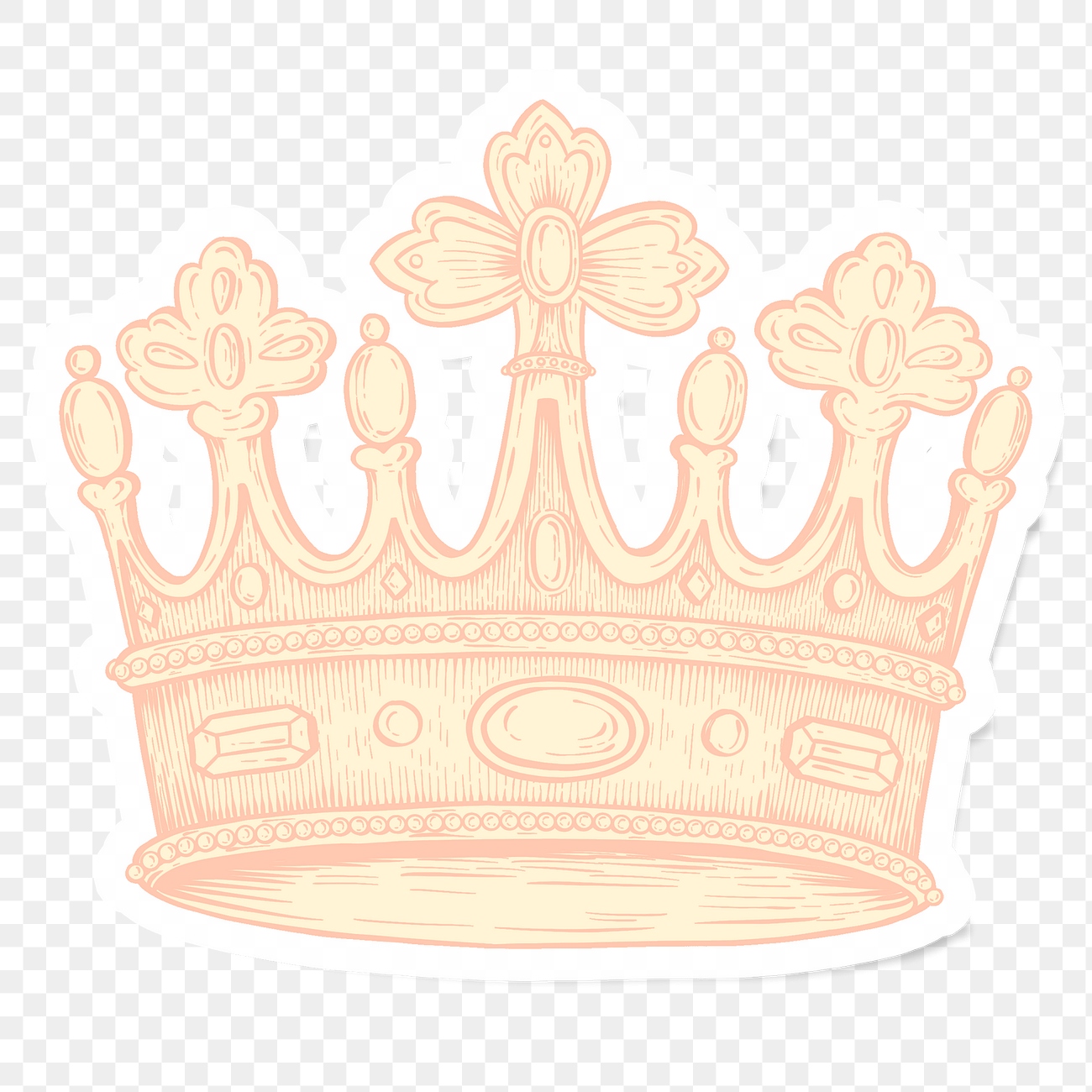 Cream crown sticker overlay with a white | Free PNG Sticker - rawpixel