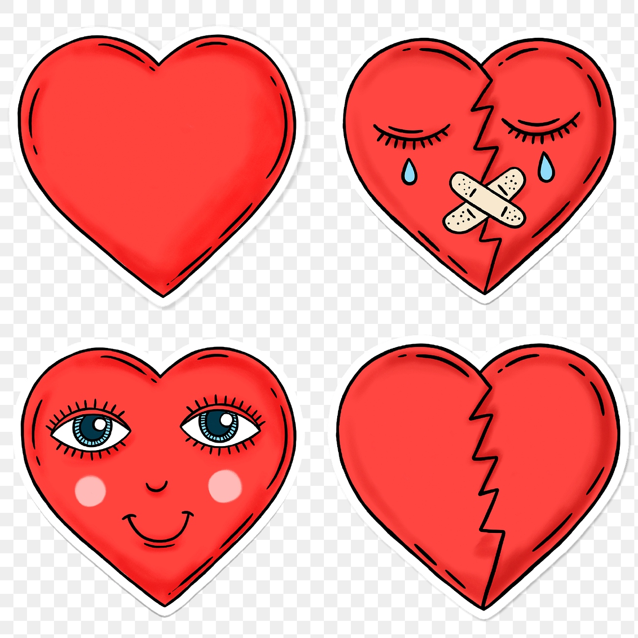 Red heart sticker set design | Premium PNG - rawpixel