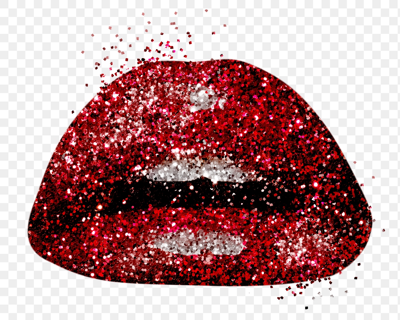 Red glittery lips sticker overlay | Premium PNG Sticker - rawpixel