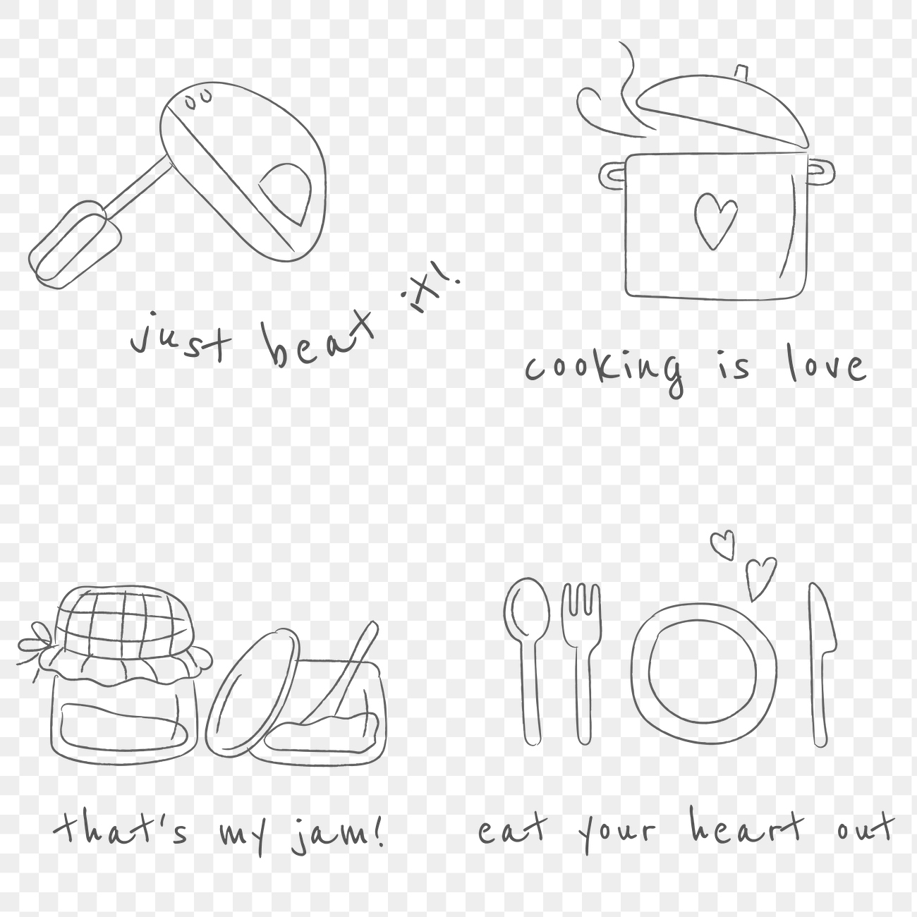 Cute cooking utensils doodle stickers | Premium PNG - rawpixel