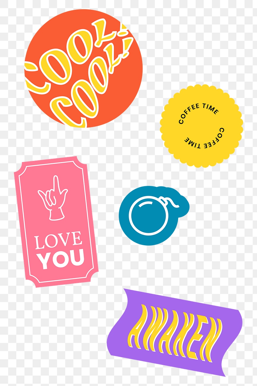 Retro word sticker png collection | Premium PNG - rawpixel