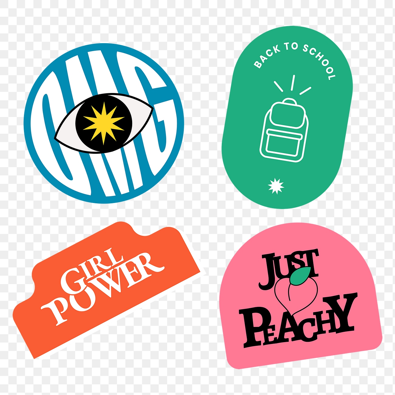 Retro word sticker png collection | Premium PNG - rawpixel