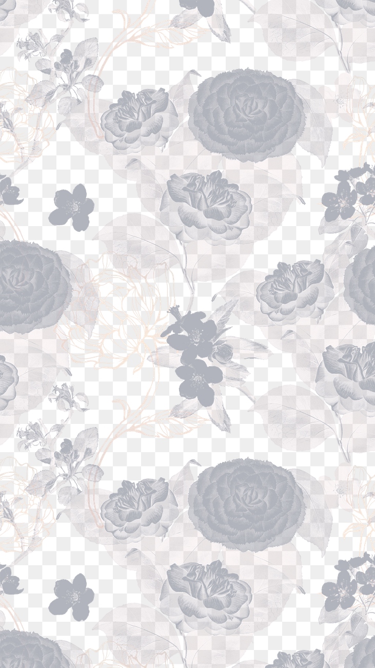 Hand drawn gray flower patterned | Premium PNG - rawpixel