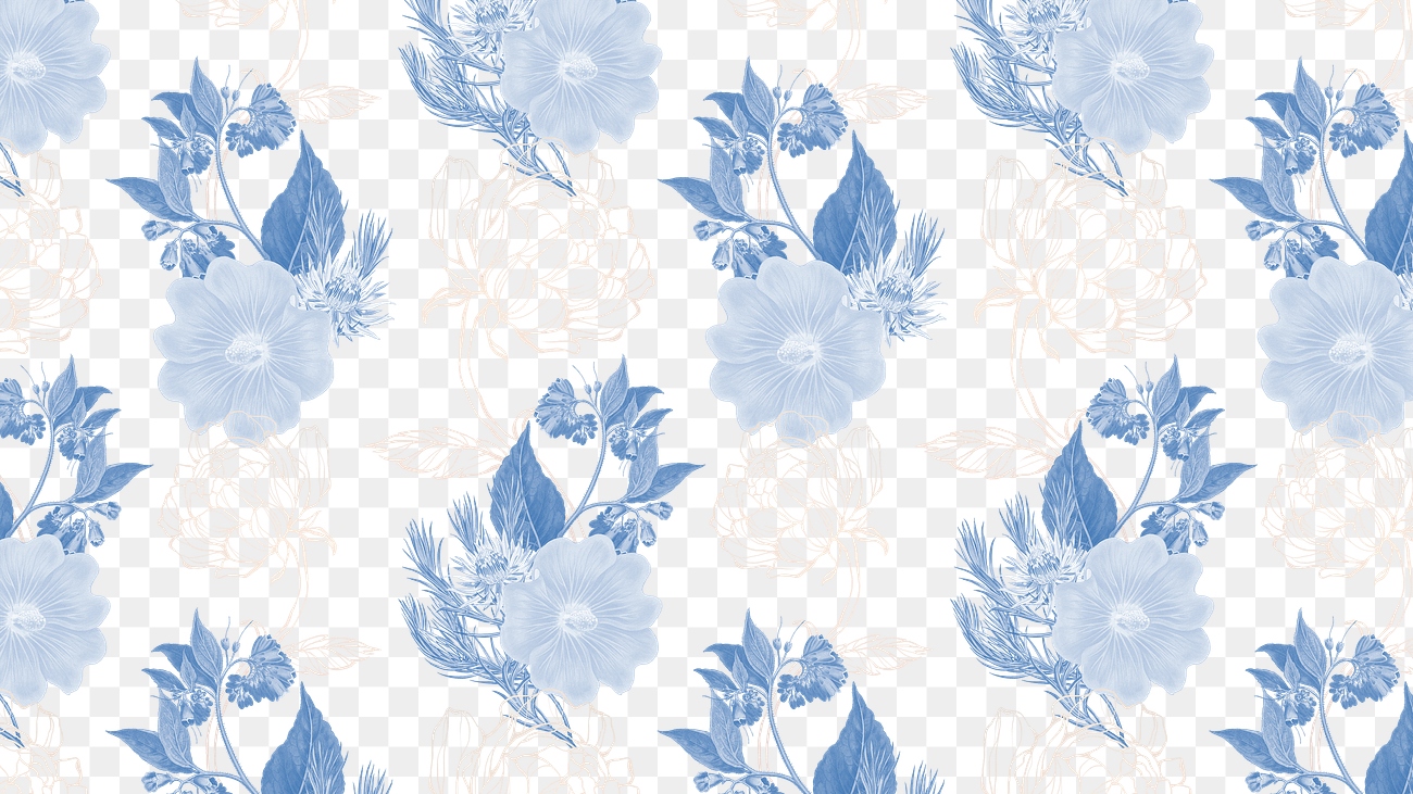Hand drawn blue flower patterned | Premium PNG - rawpixel