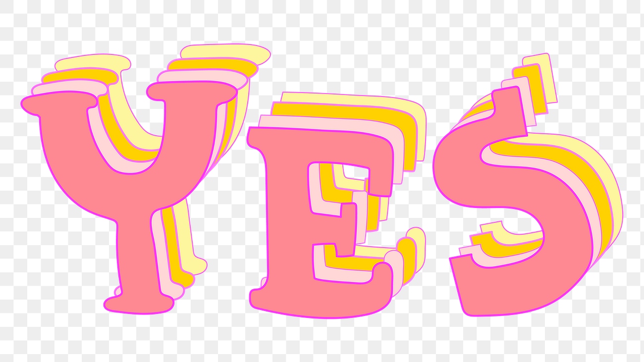 Doodle pink Yes word design | Premium PNG Sticker - rawpixel