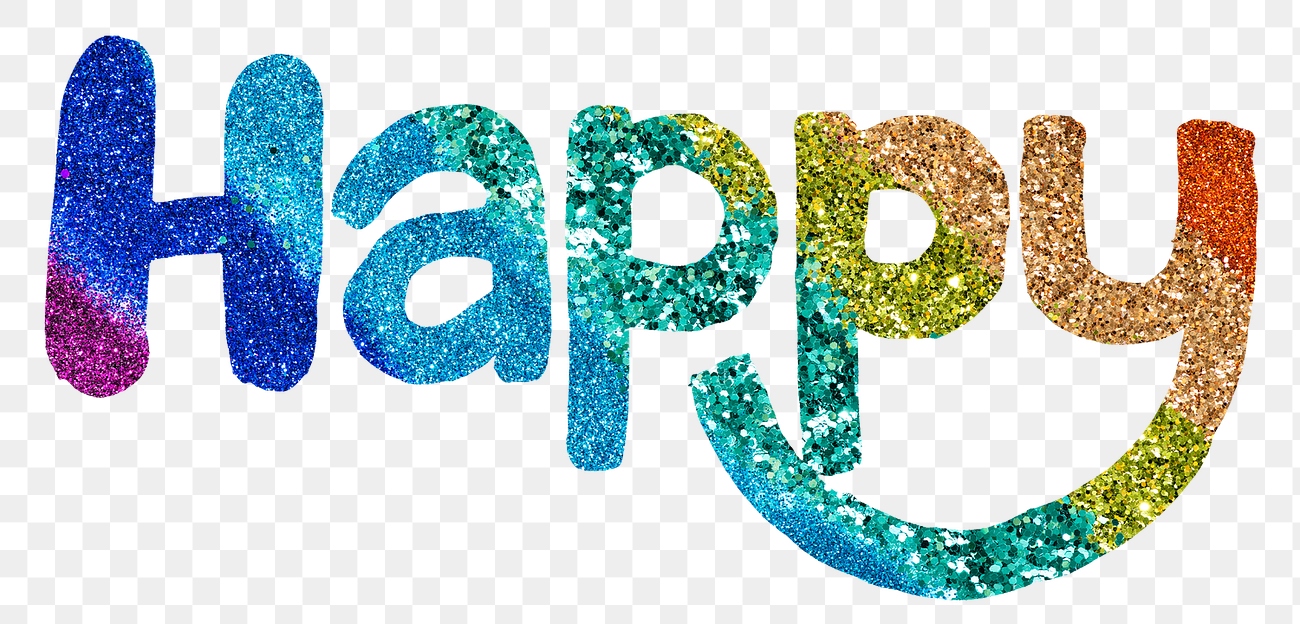 Rainbow sparkling glitter happy word | Premium PNG Sticker - rawpixel