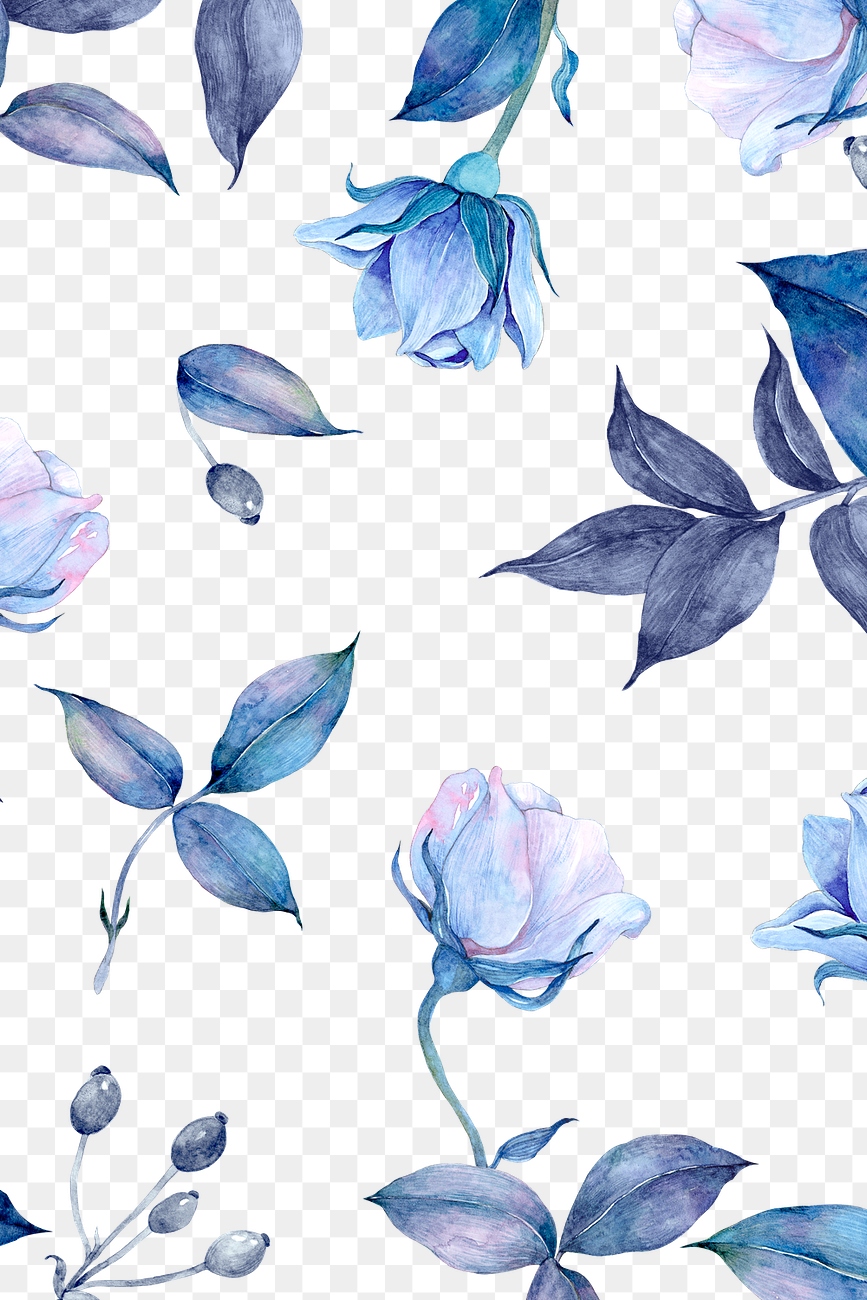 Blue watercolor rose png patterned | Premium PNG - rawpixel