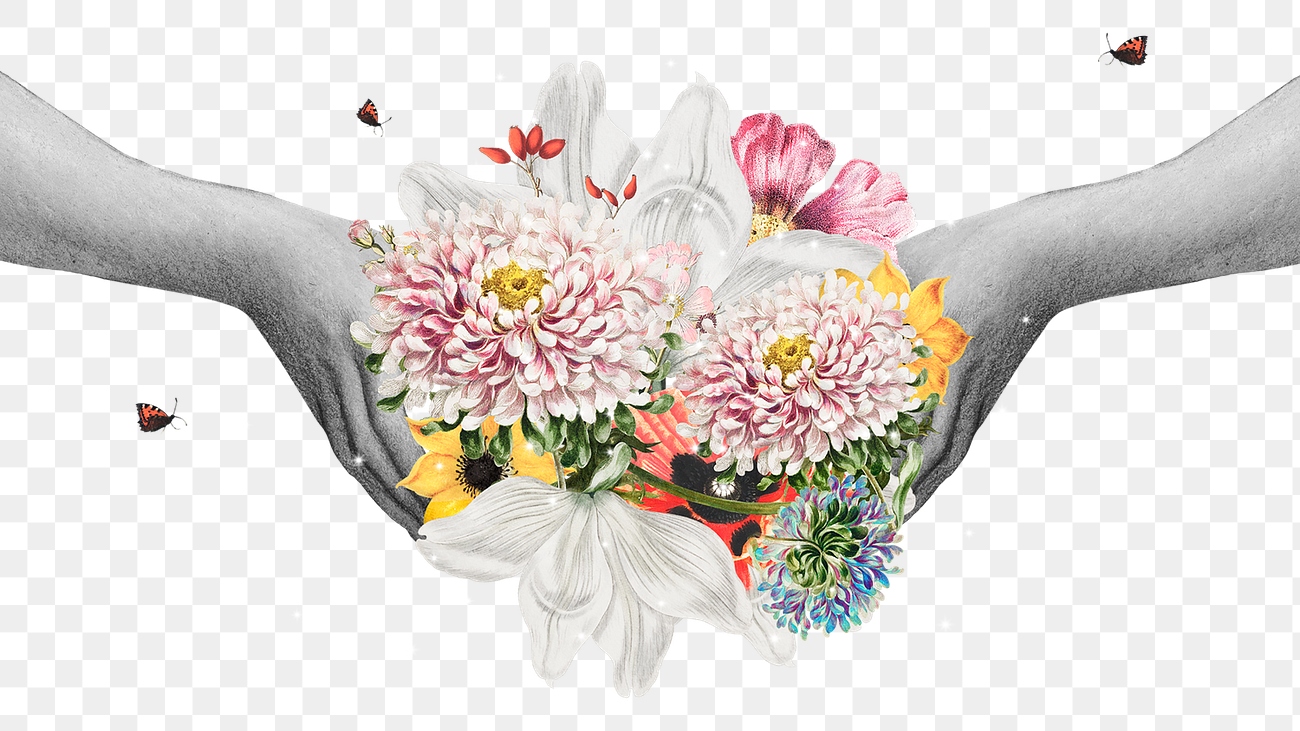 Hand holding flowers png mixed | Premium PNG Sticker - rawpixel