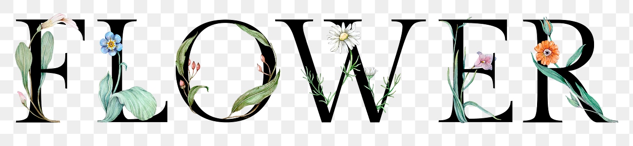 Png flower word floral font | Premium PNG Sticker - rawpixel