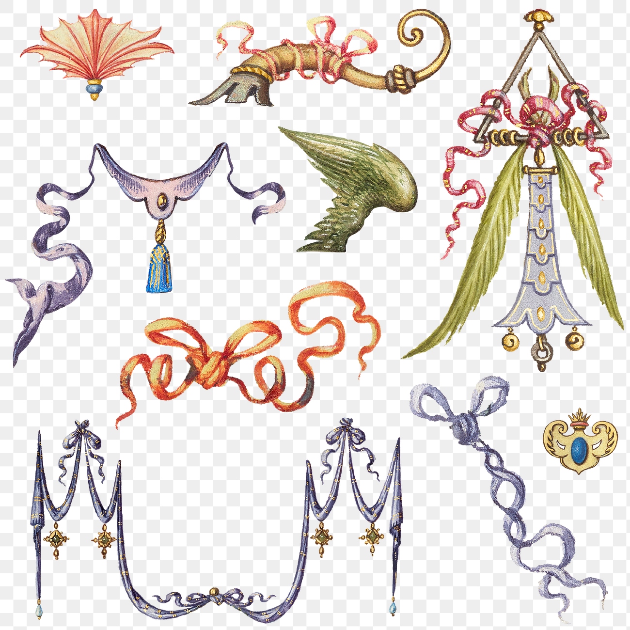 Medieval heraldic flag, ribbon and | Premium PNG - rawpixel