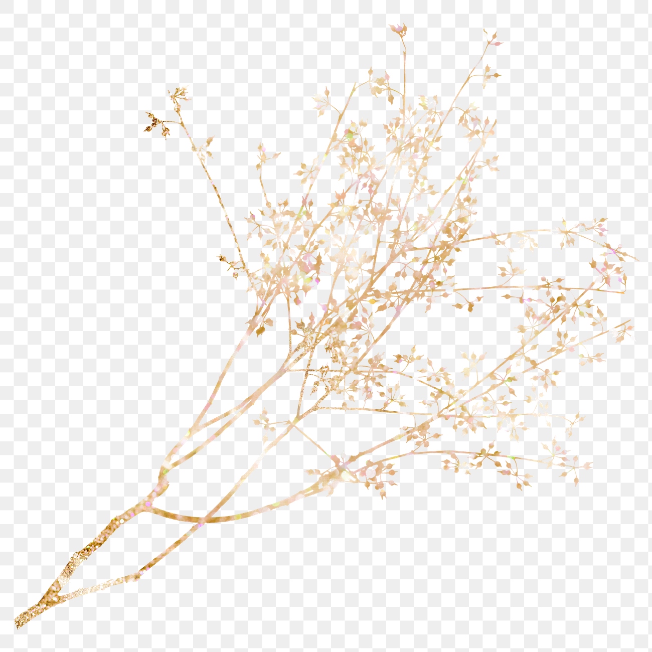 Luxury glittery botanical sticker png | Premium PNG Sticker - rawpixel