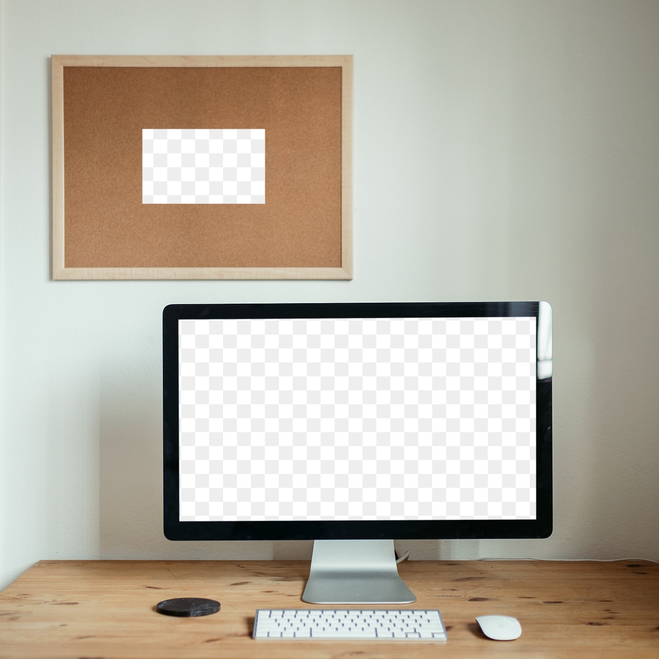 Computer on a wooden table | Free PNG - rawpixel