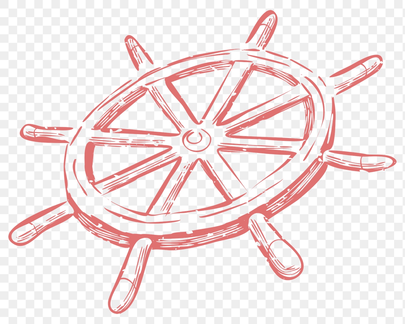 PNG red ship wheel printmaking | Premium PNG Sticker - rawpixel