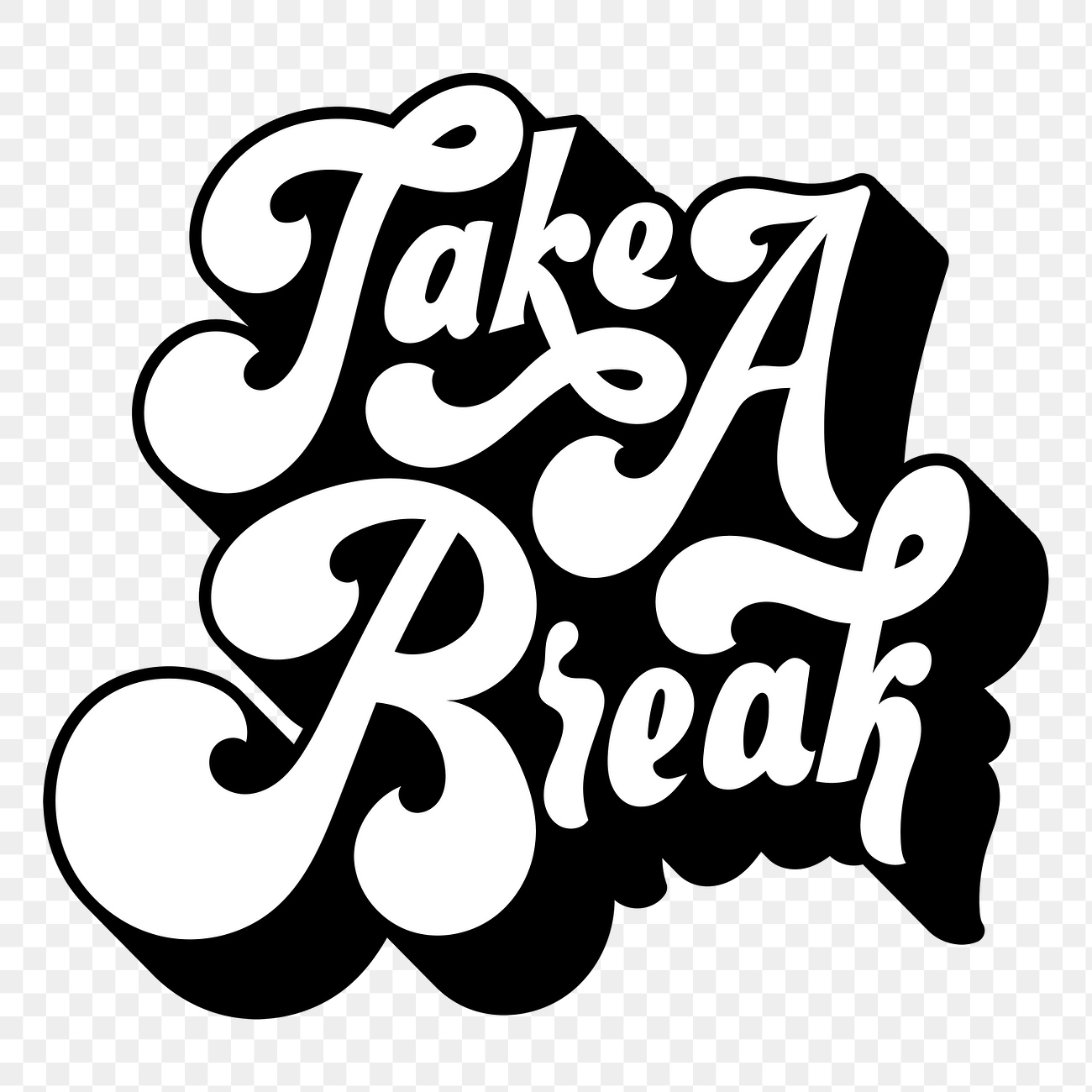 Black and white take break | Premium PNG Sticker - rawpixel