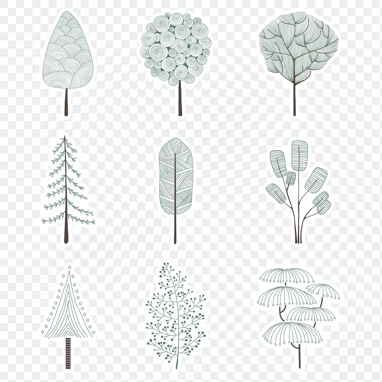 Cute pine tree sticker white | Premium PNG - rawpixel