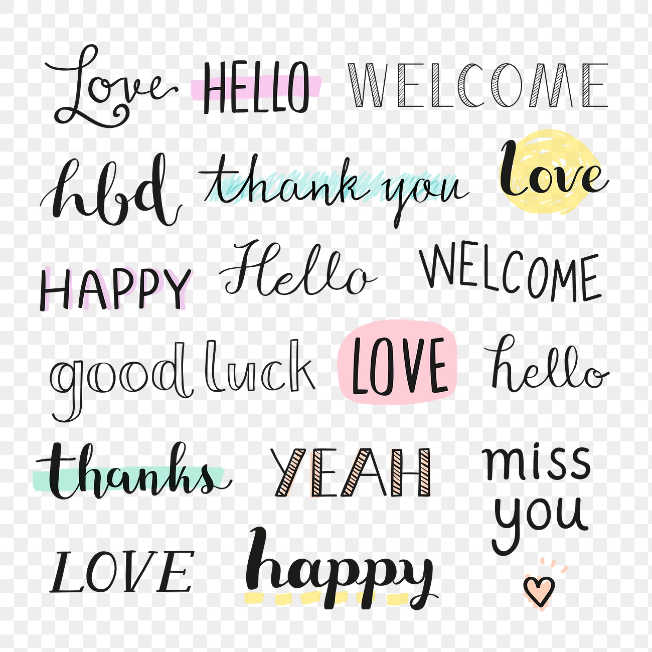 Cute png lettering stickers transparent | Premium PNG - rawpixel
