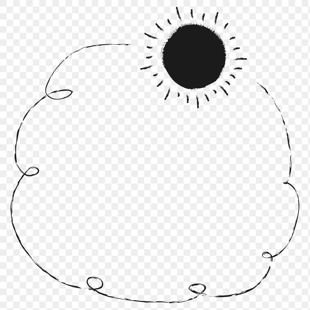 Sun decorated line art frame | Premium PNG - rawpixel