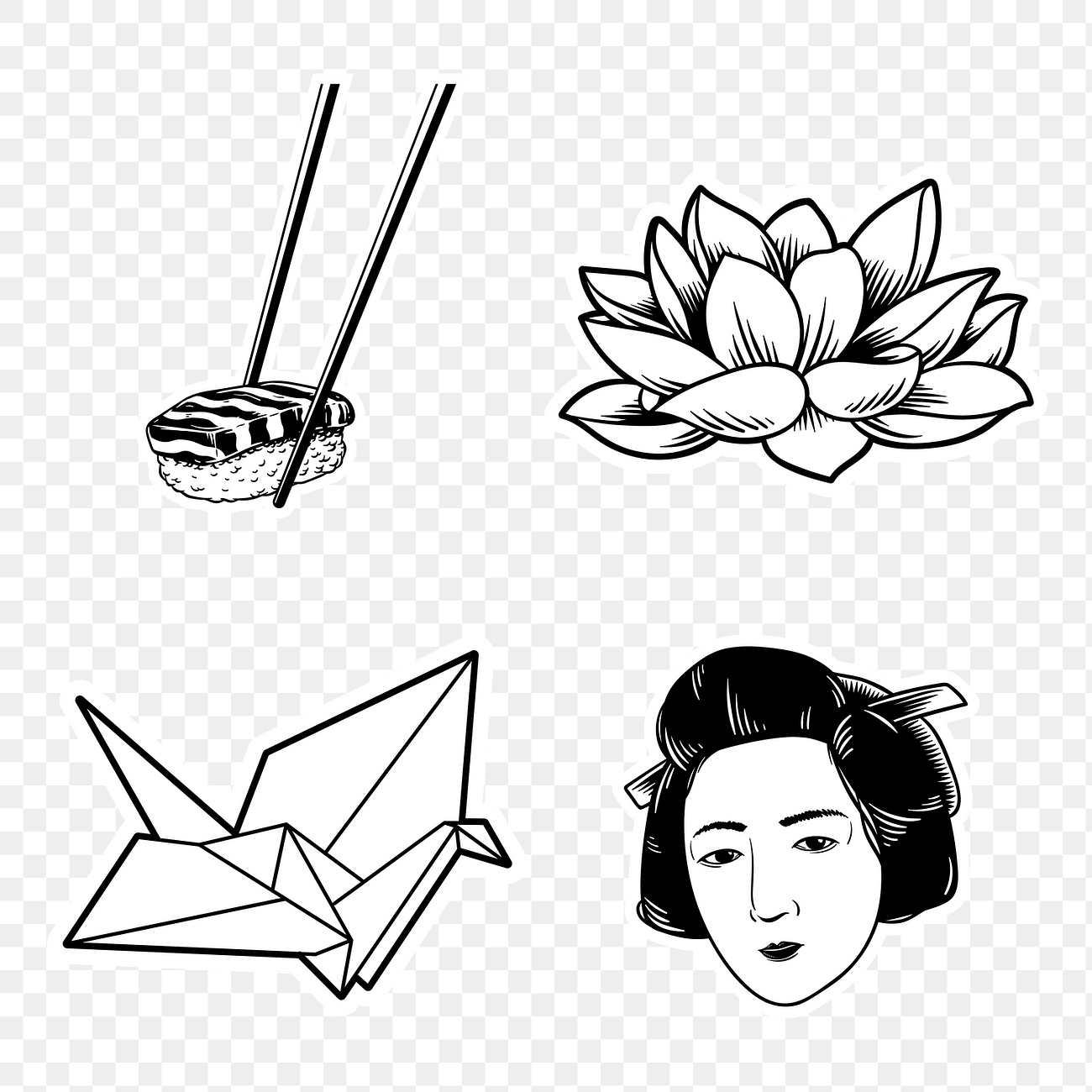 Traditional Japanese sticker design elements | Premium PNG - rawpixel