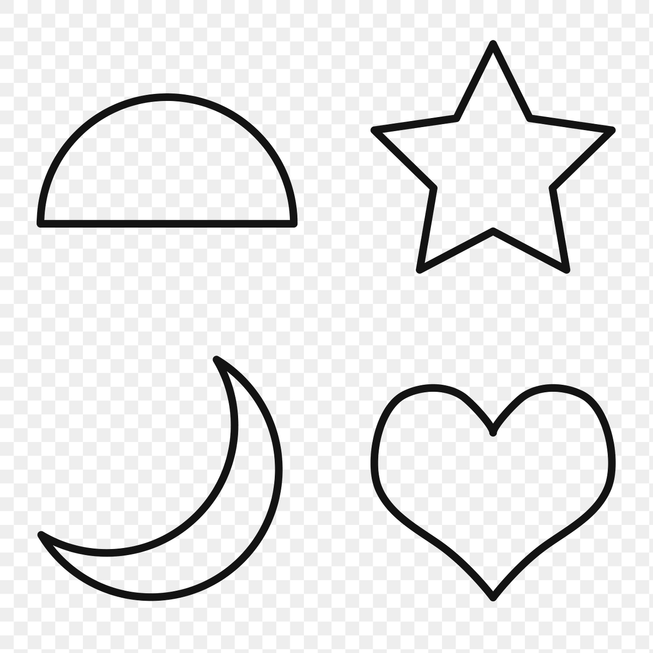 Stroke geometric shapes set transparent | Premium PNG - rawpixel