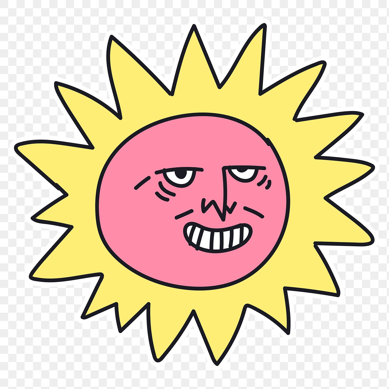 Hand drawn happy sun sticker | Premium PNG Sticker - rawpixel