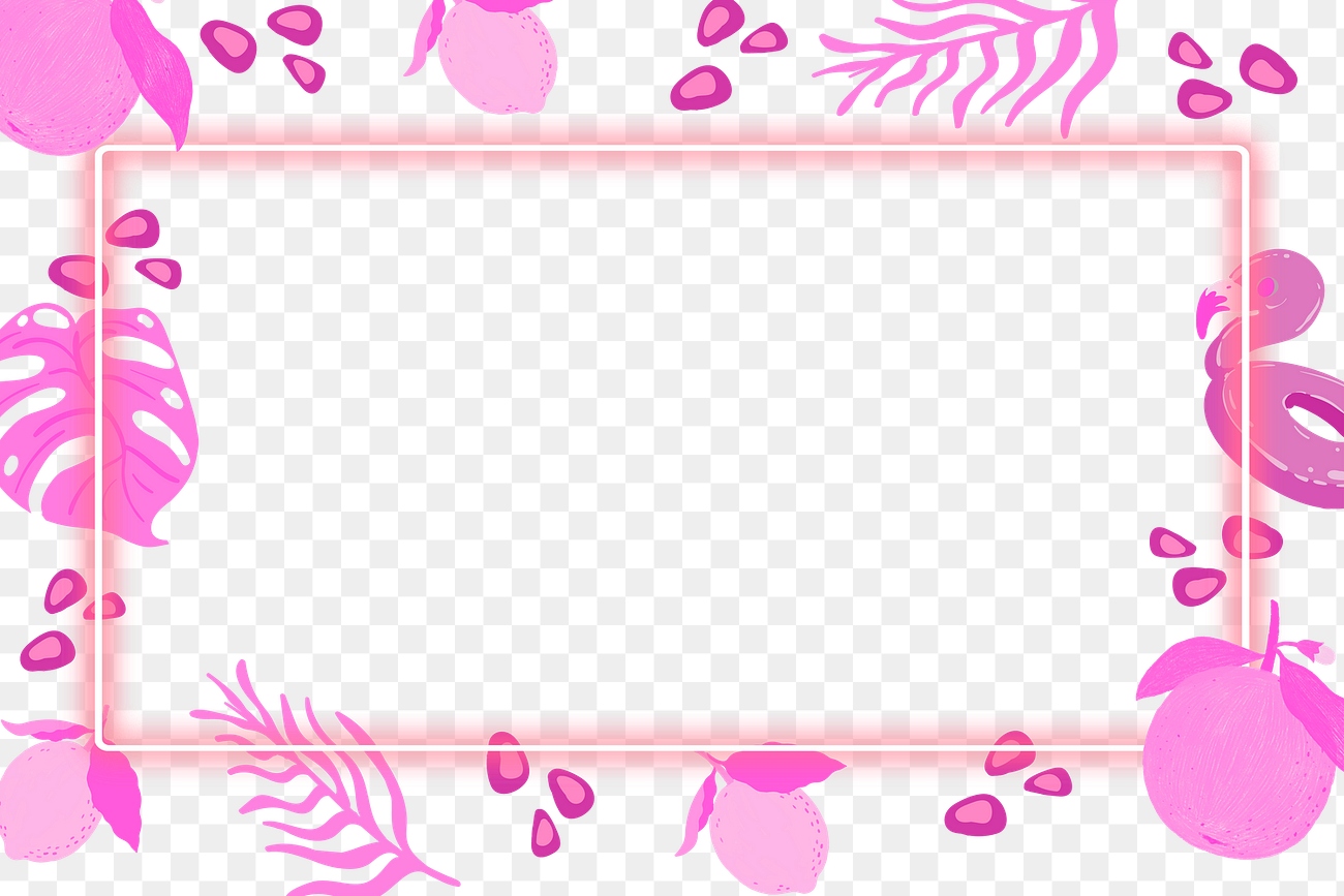 Tropical rectangle neon pink frame | Free PNG - rawpixel
