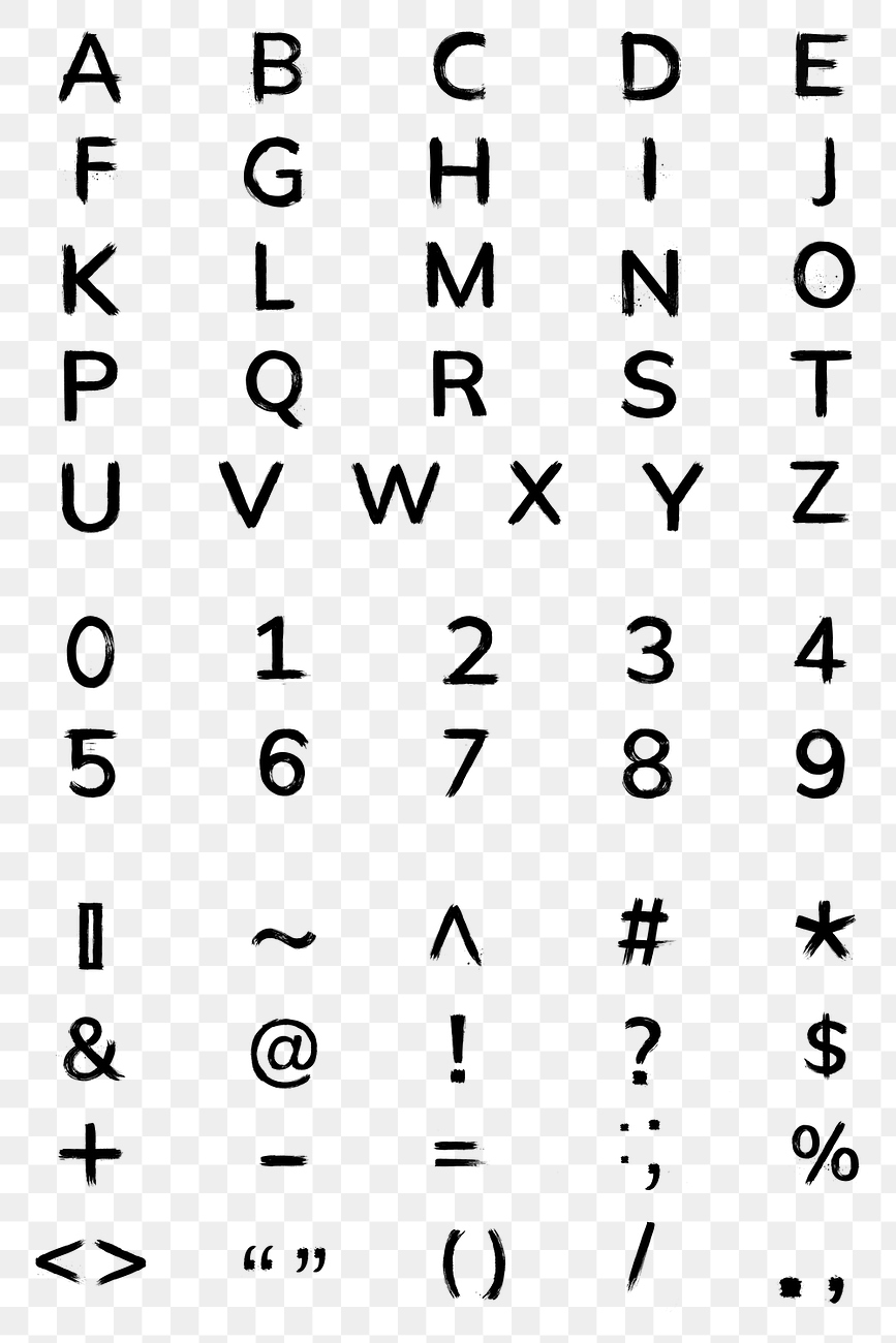 Alphabet, Numbers, Symbols png brush | Premium PNG - rawpixel
