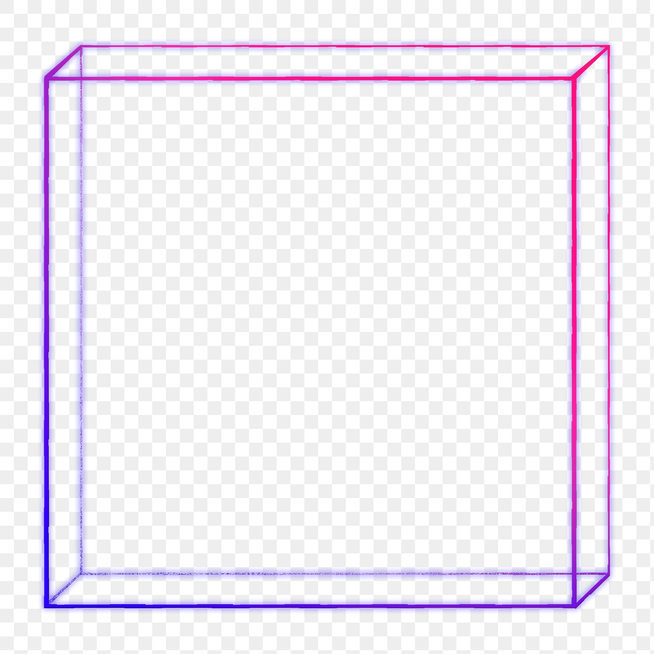 3D flat cuboid outline in neon | Free PNG Sticker - rawpixel