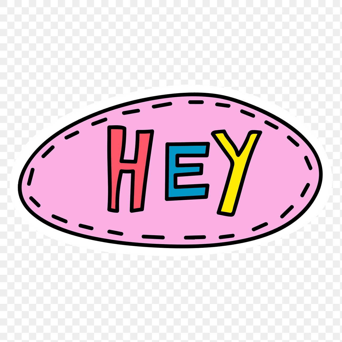 Pink Hey oval sticker white | Premium PNG Sticker - rawpixel