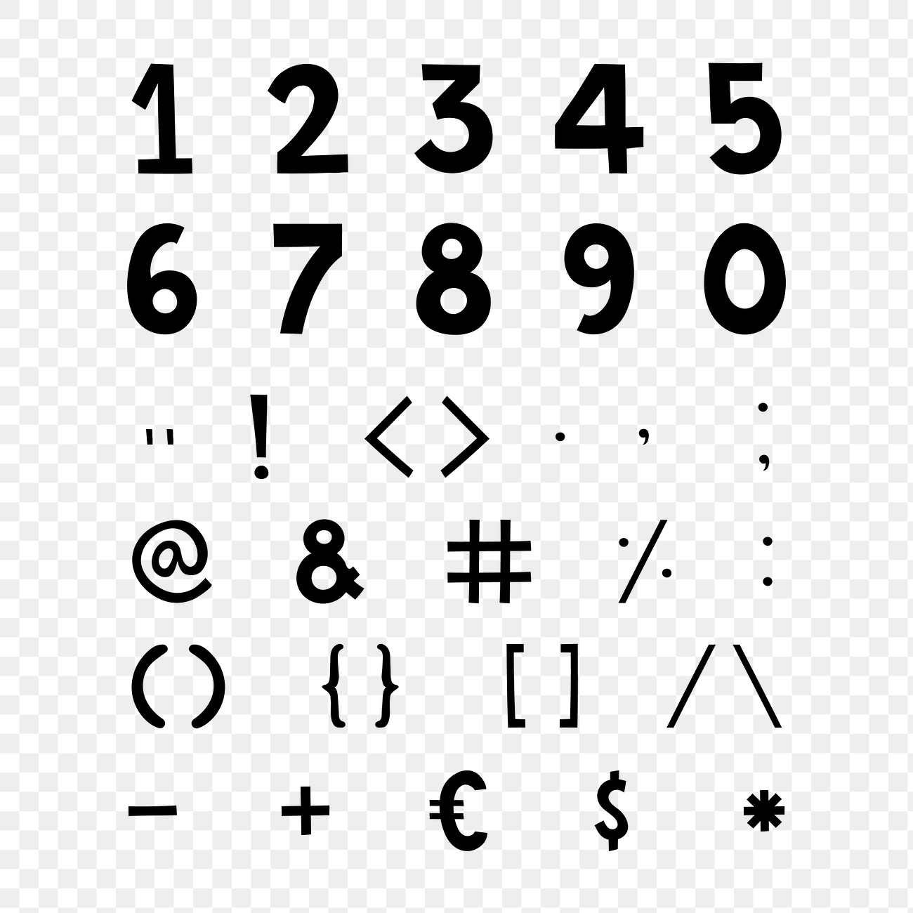 Styled numbers and symbol set | Premium PNG - rawpixel