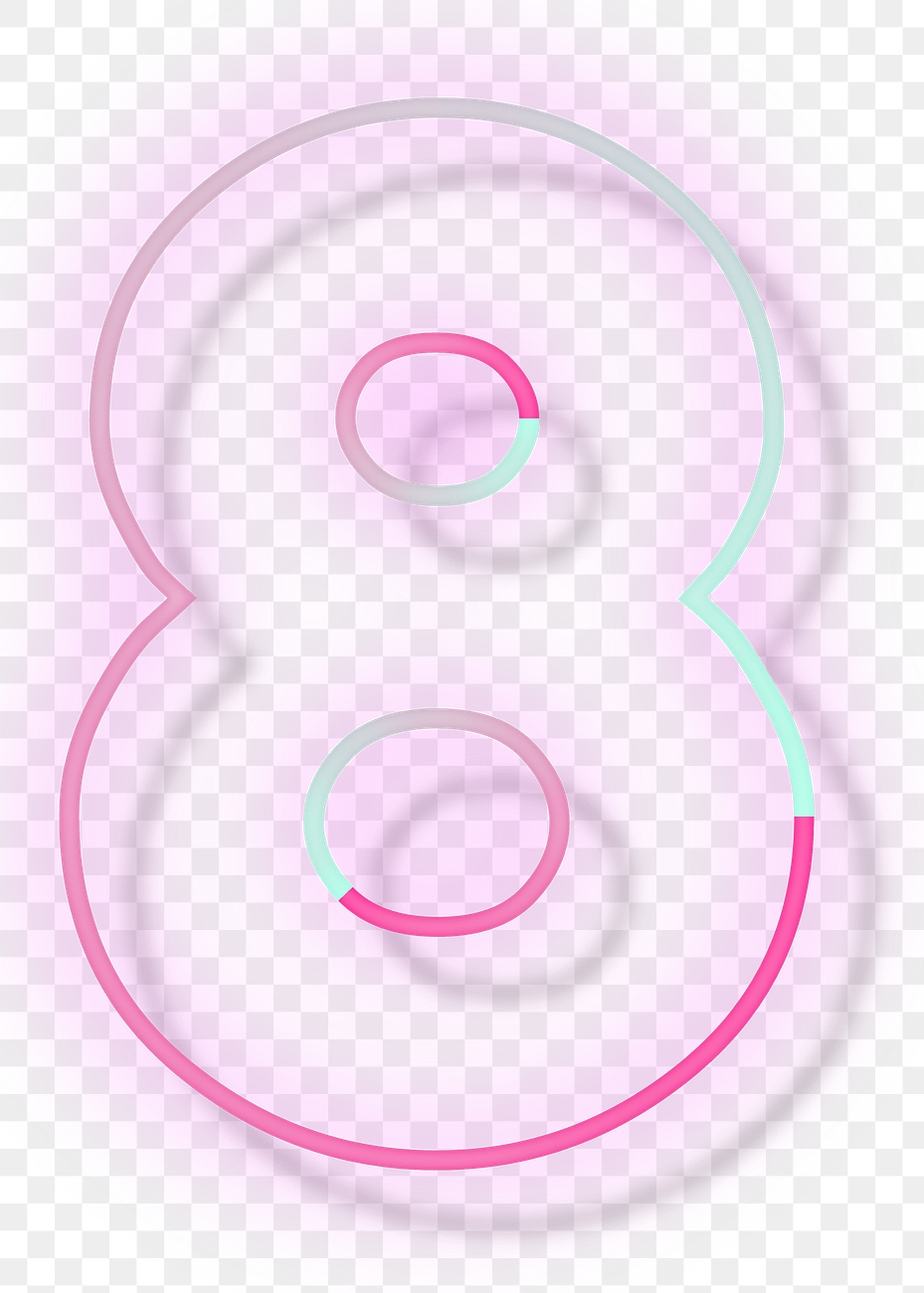 Number 8 pink neon font | Premium PNG Sticker - rawpixel