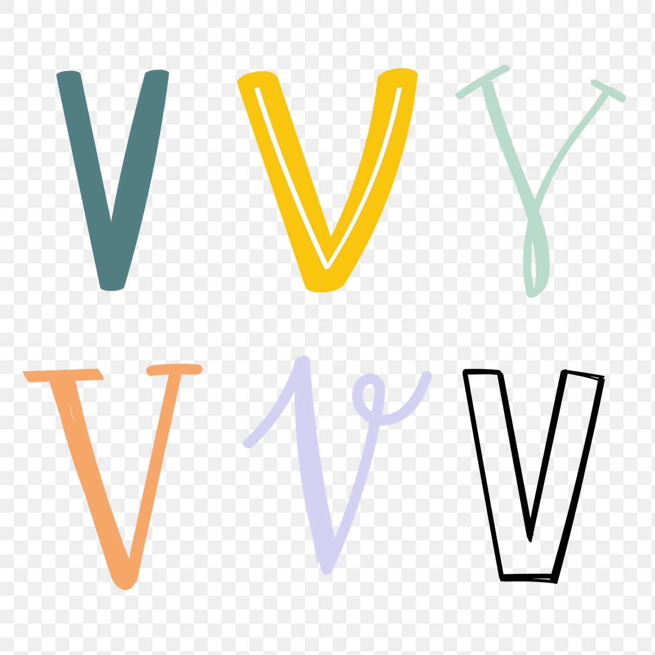 V letter png doodle alphabet | Premium PNG - rawpixel