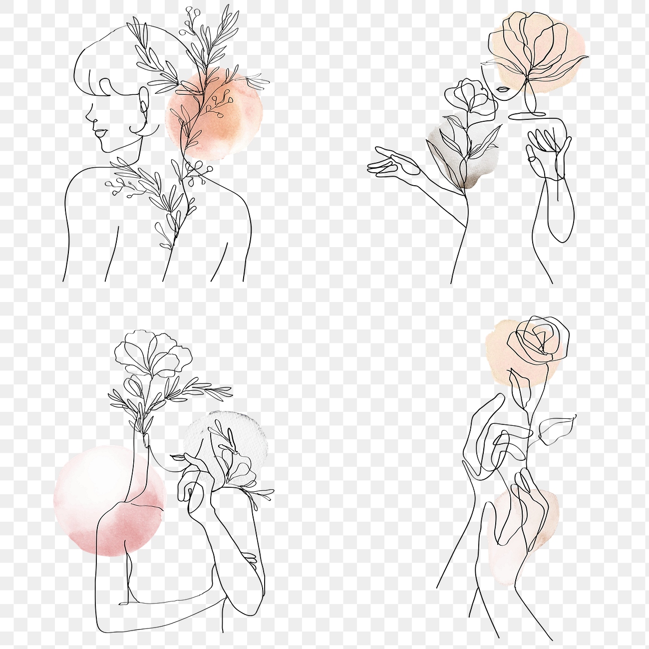 Png floral woman abstract line | Premium PNG - rawpixel