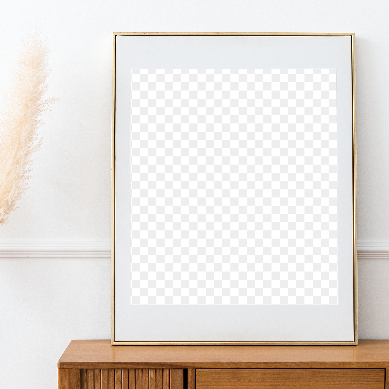 Picture frame mockup over a wooden | Free PNG Mockup - rawpixel