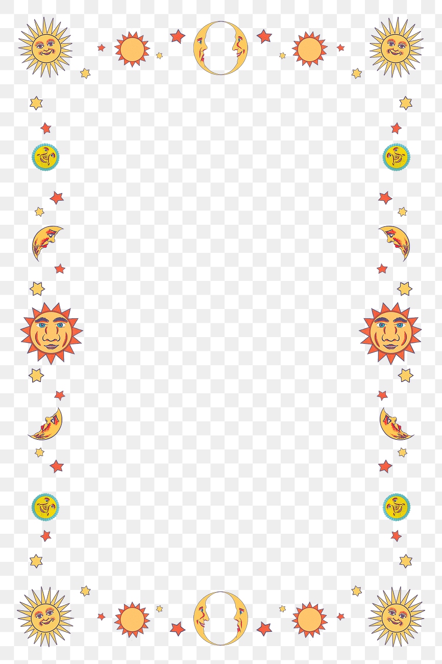 Vintage celestial sun, moon and stars frame design element | Free ...