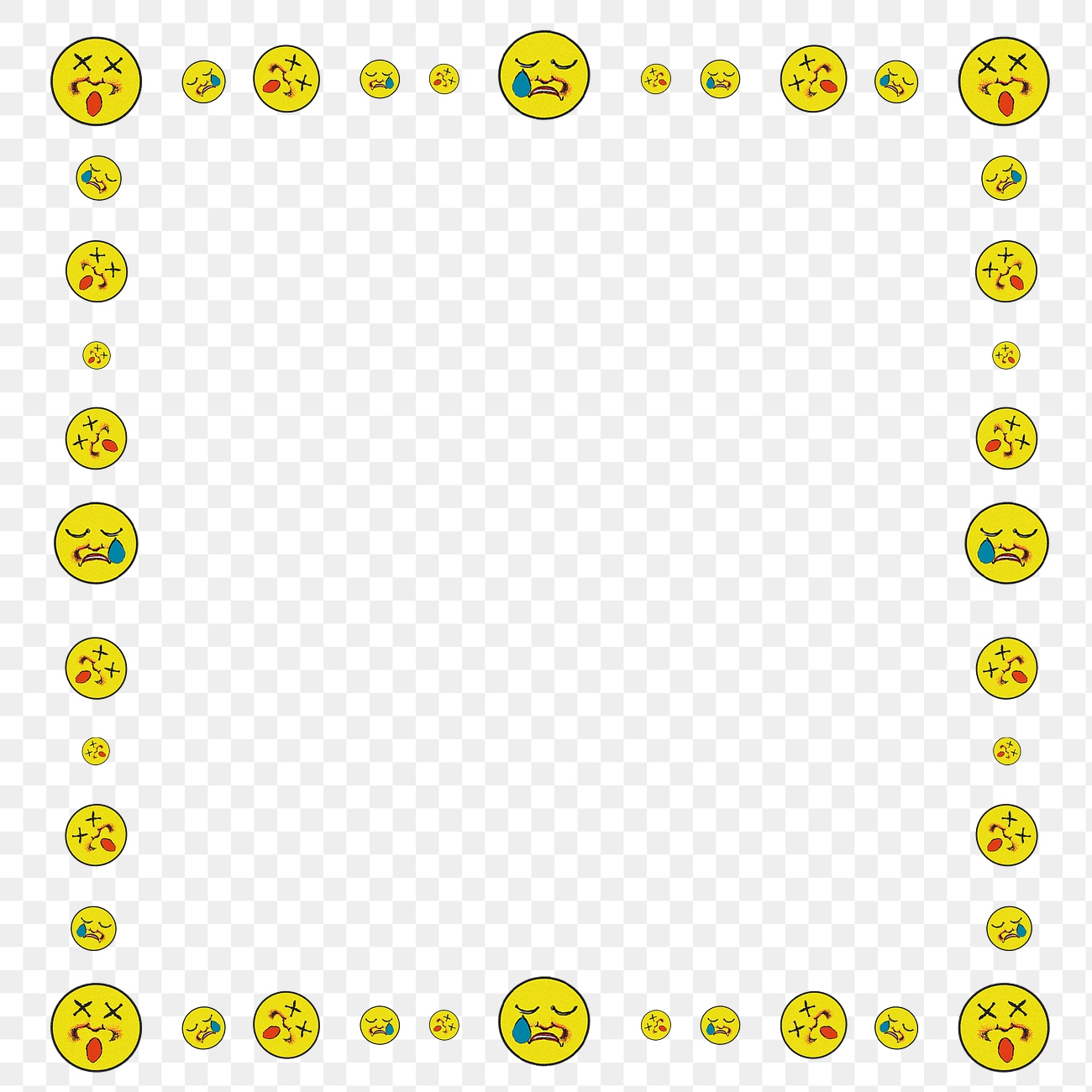 Vintage sad emoji frame design | Free PNG Sticker - rawpixel