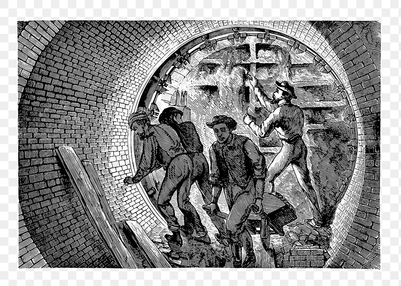 Underground tunnel workers | Free stock illustration | High Resolution ...