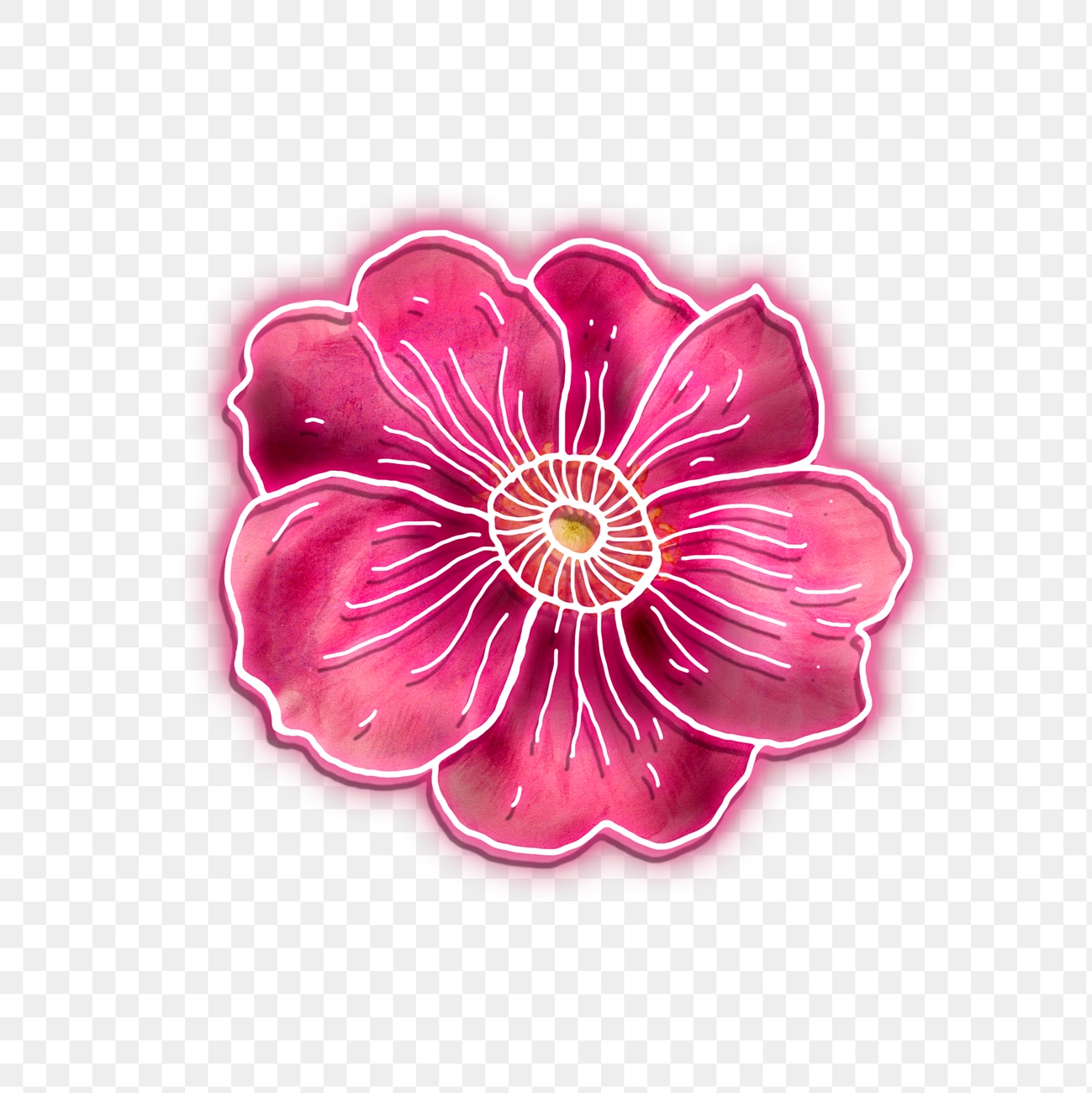 Neon pink rose transparent png | Free PNG Sticker - rawpixel